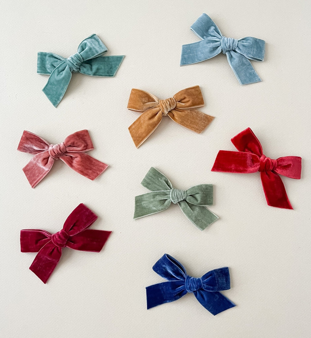 Classic Velvet Bow | Seafoam | All The Little Bows