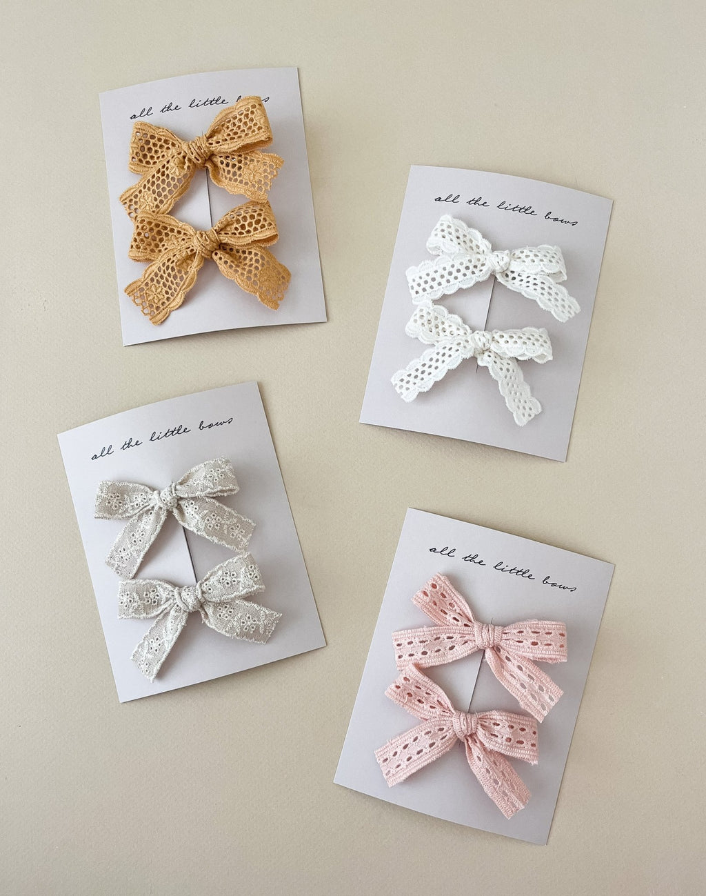 Lace Bow Clip Set || Honeycomb | All The Little Bows