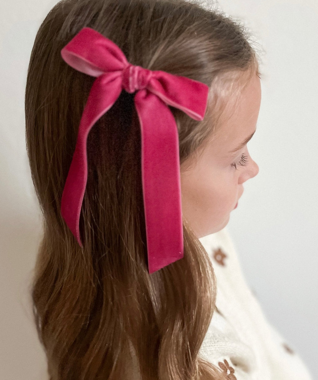 Velvet Ribbon Bow | Raspberry | All The Little Bows